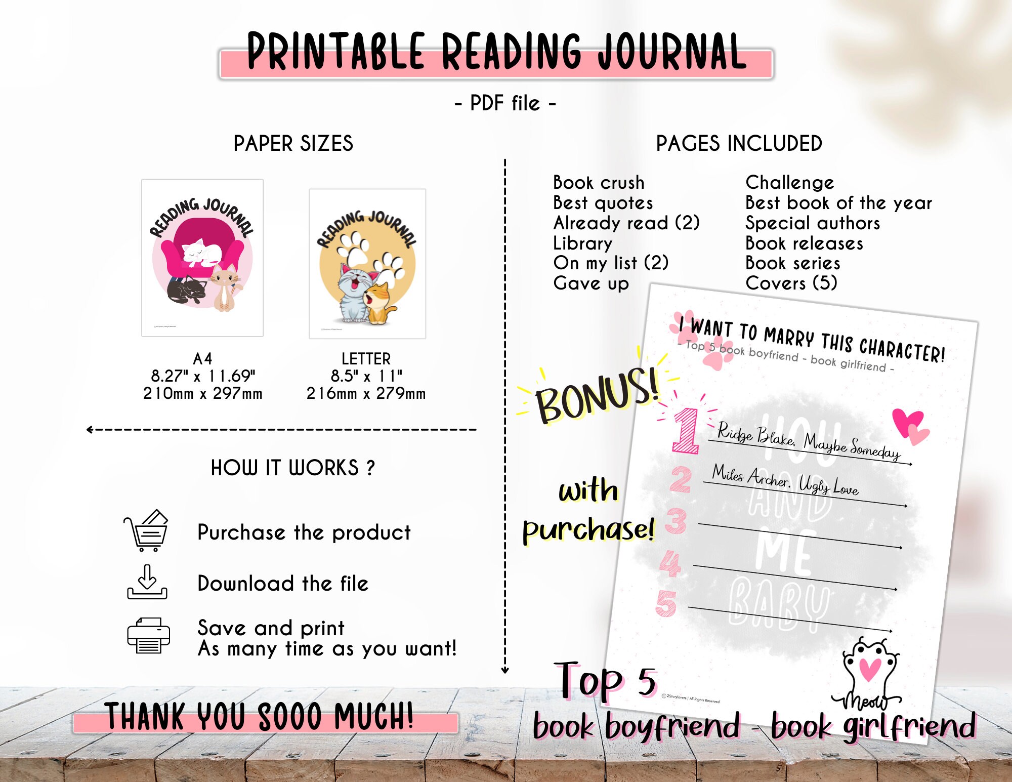 Funny PRINTABLE Reading Planner cat Book Tracker Reading Log Book ...