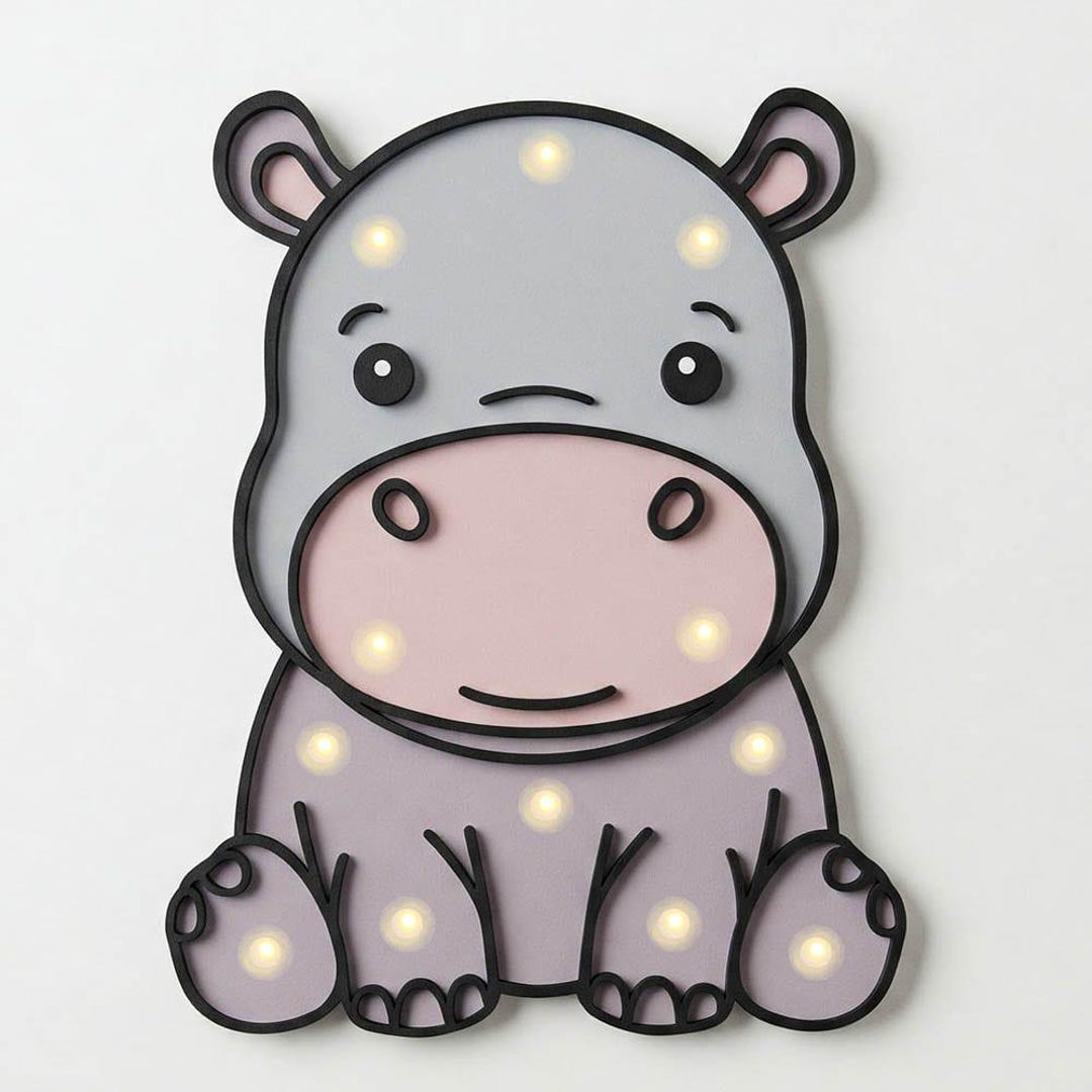 Hippo Night Light DXF File: Multilayer Drawing for Children - Etsy