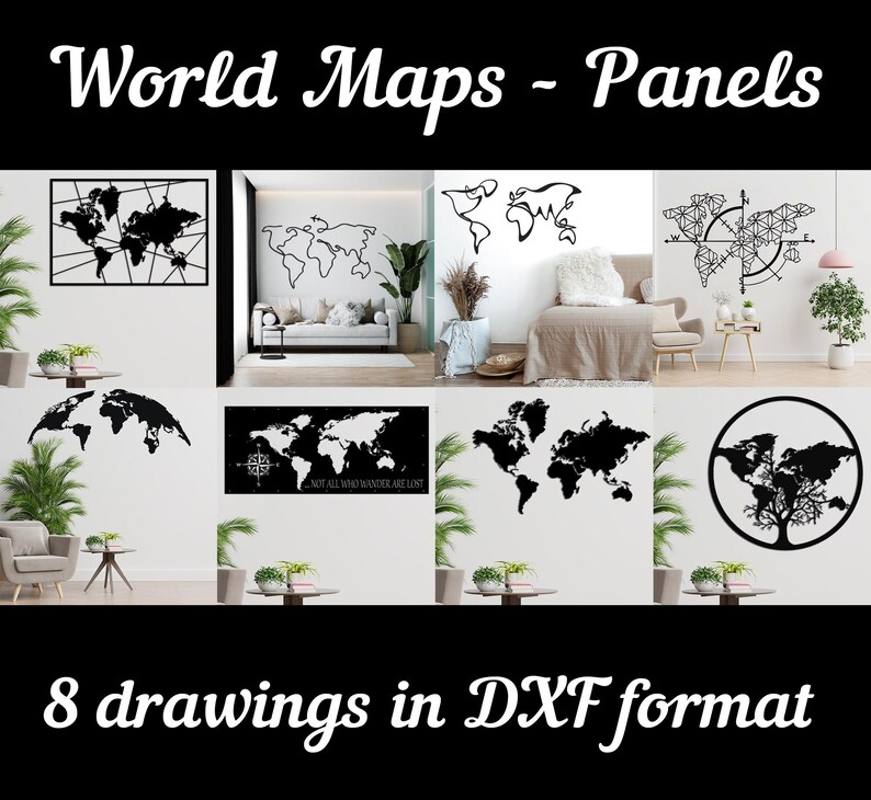 Mapas del mundo Paneles Dibujos en formato DXF para una máquina CNC ...