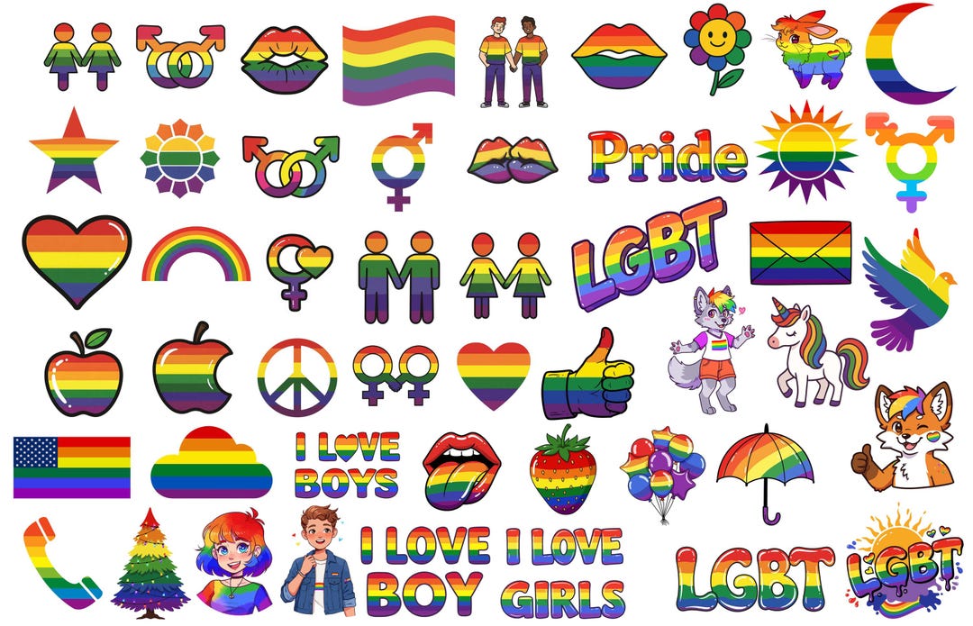 LGBTQ Pride Vector Art: 50 SVG & PNG Files - Etsy