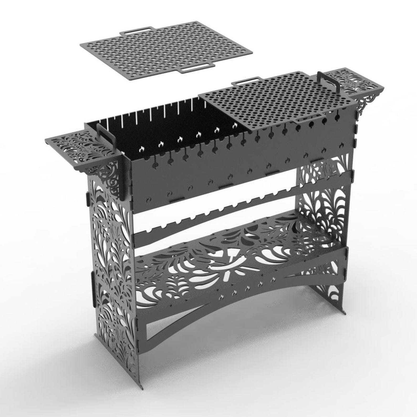 BBQ Grill DXF File: Stationary Barbecue With Shelves (digital File) - Etsy