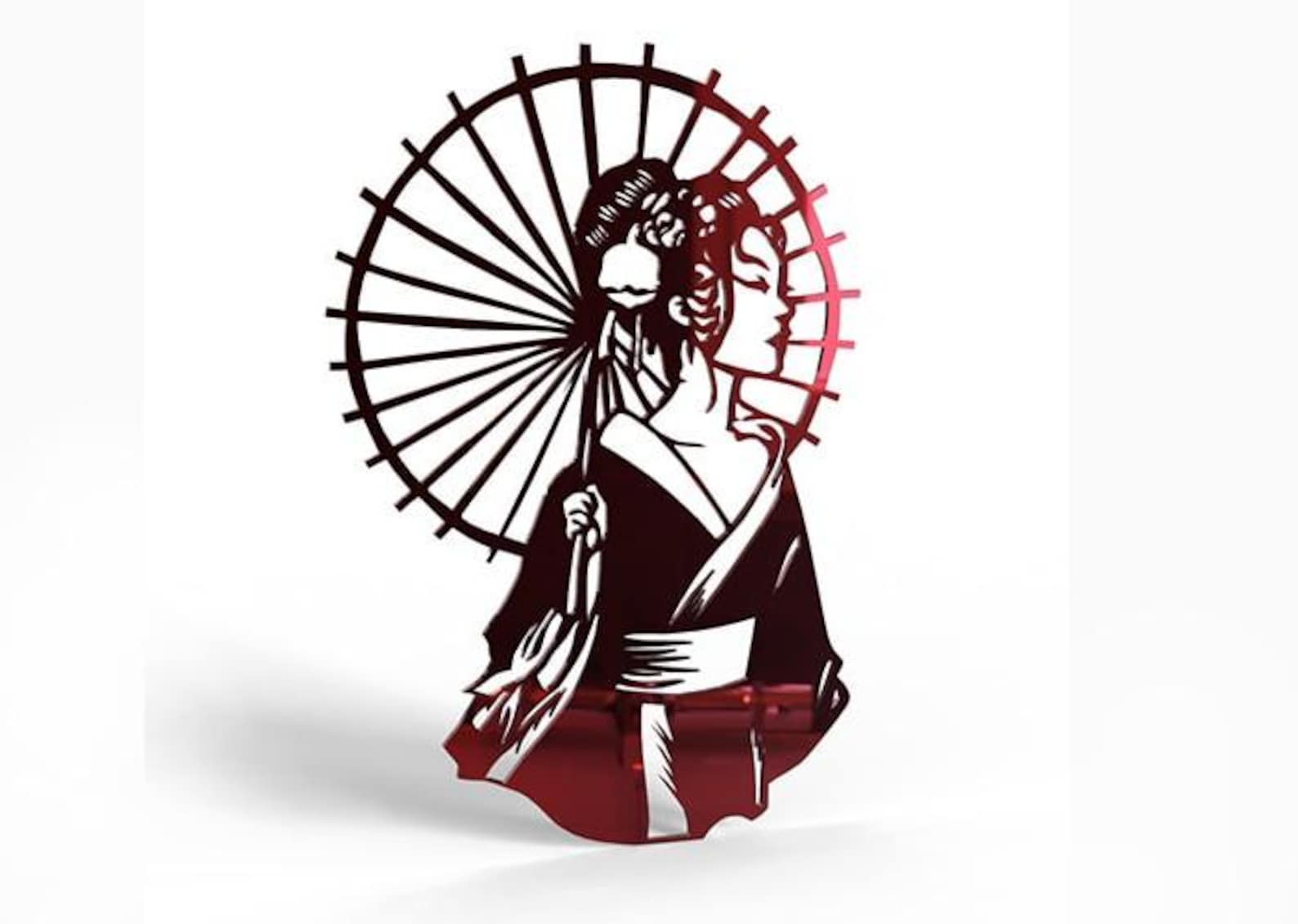 Panel - Geisha With an Umbrella - Panel Drawing for Laser CNC Machine ...