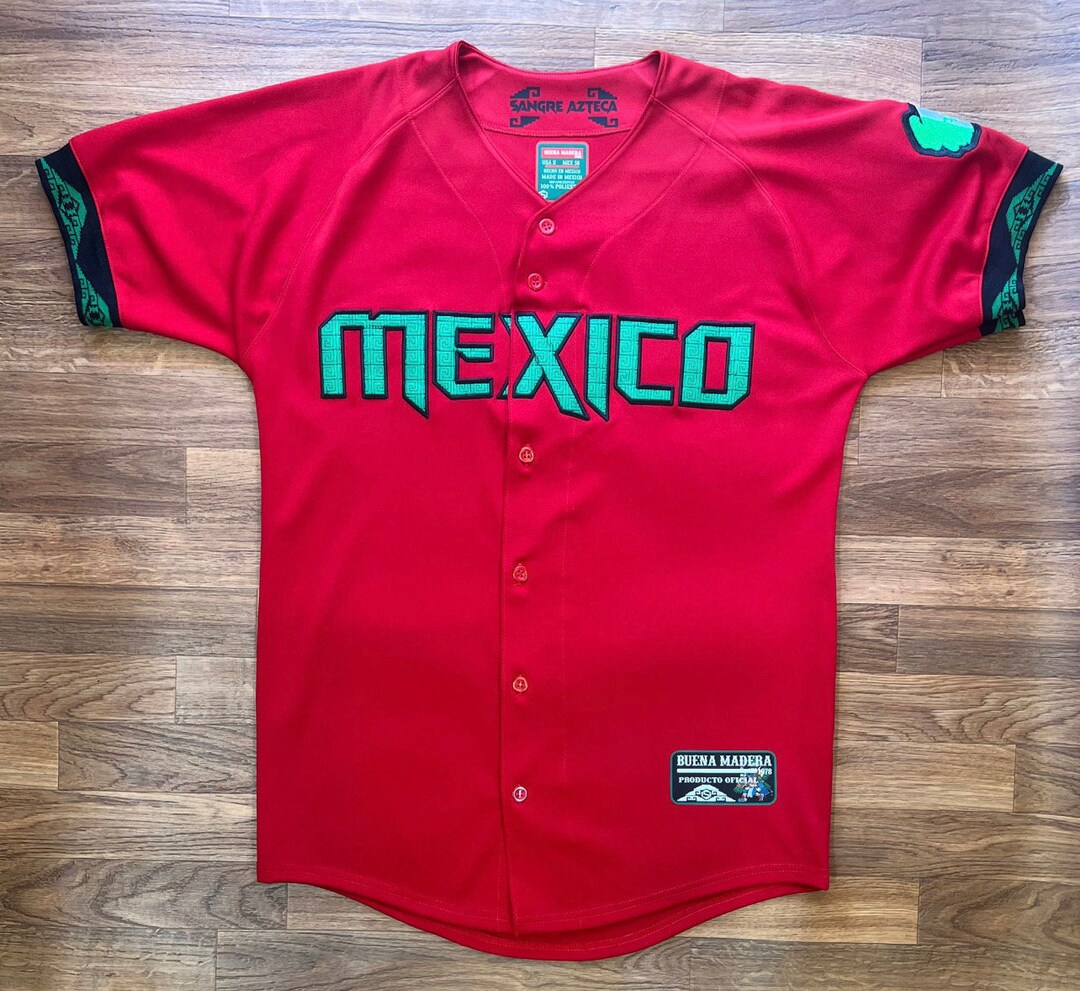 Mexico Baseball Red Jersey Aztecas 2023 Casaca De Mexico Excellente ...