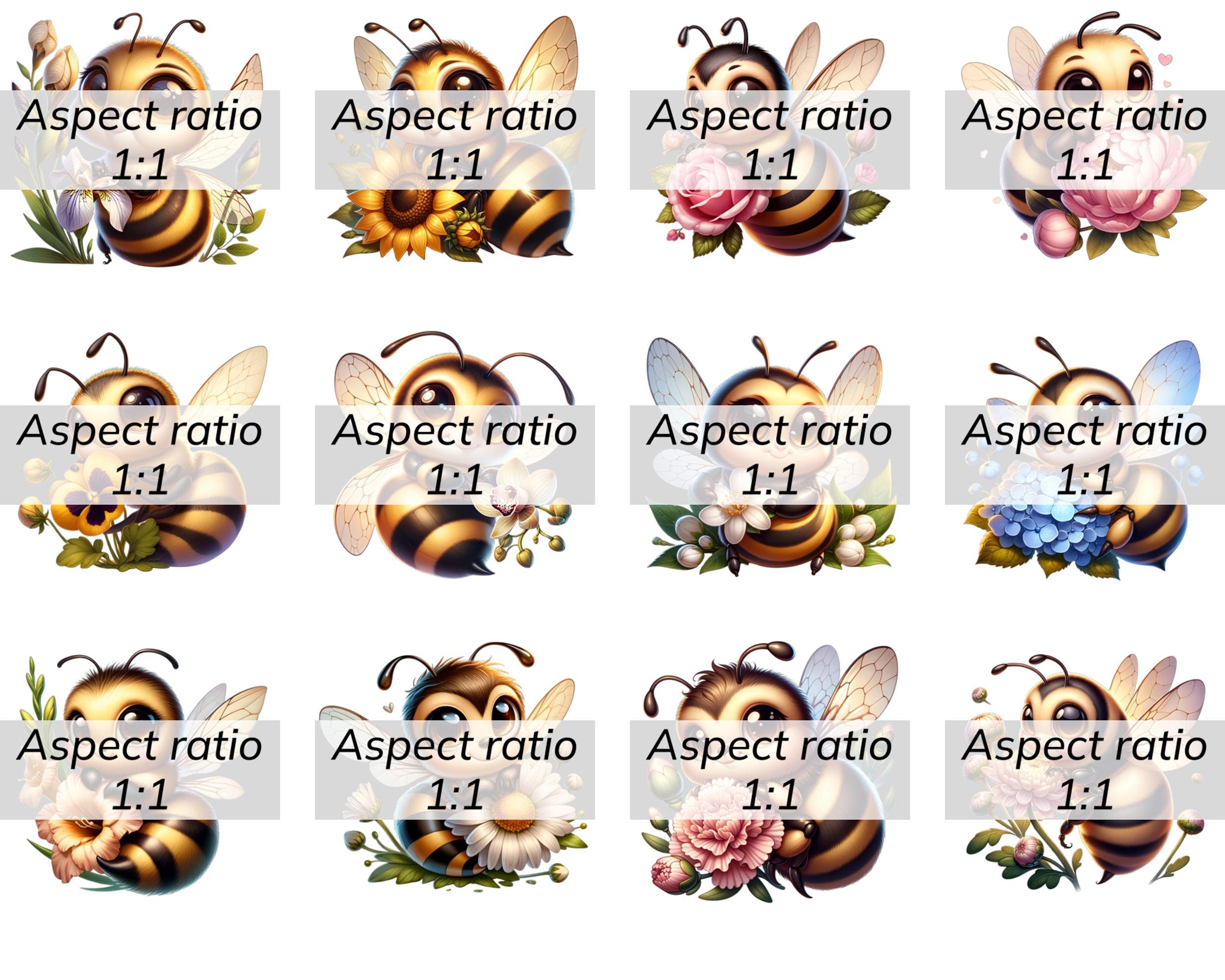 Watercolor Bee Clipart - Cute Bees and Flowers Transparent Backgroun ...