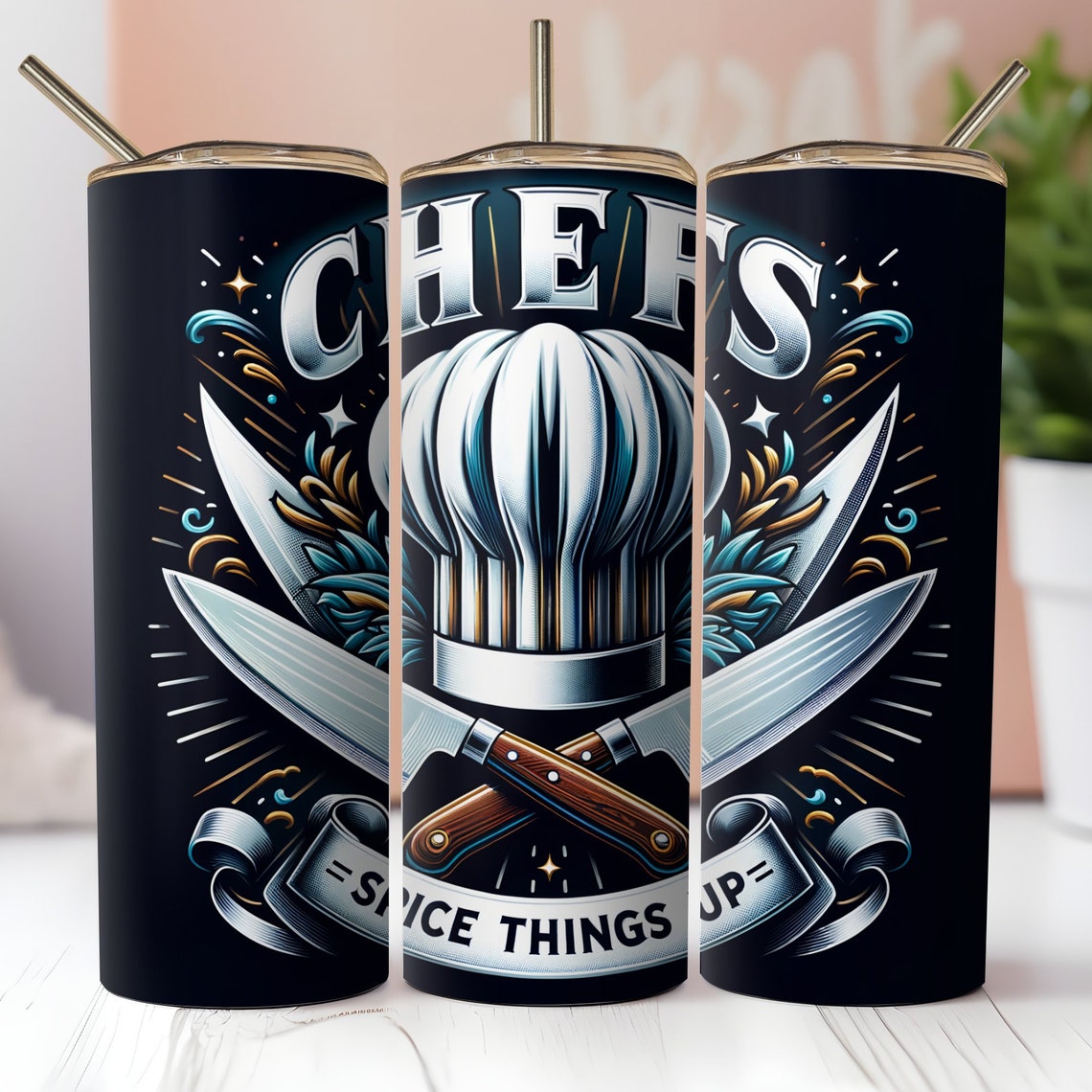 Chef 20 Oz Skinny Tumbler Wrap Sublimation Design, Chefs Spice Things ...