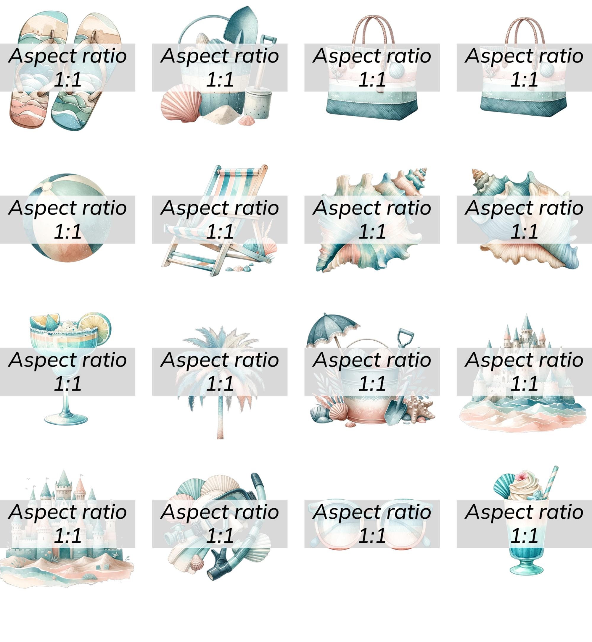 Summer Beach Watercolor Clipart Set, Beach Vacation Clip Art, Boho ...