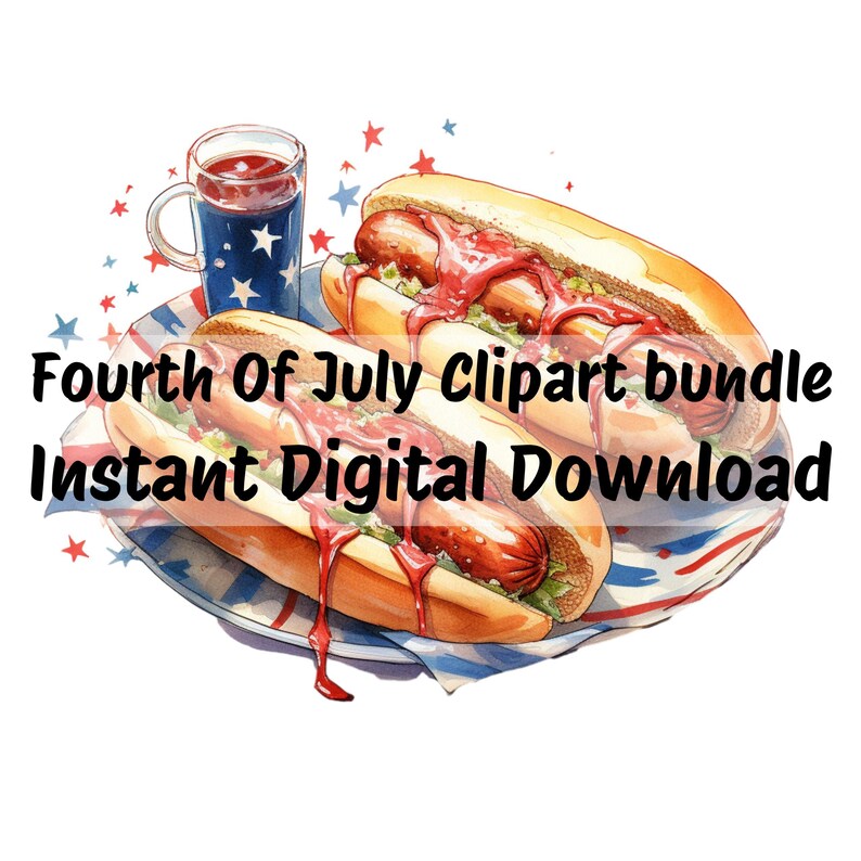 Watercolor 4th of July Independence USA America Day Clipart Bundle , 16 ...