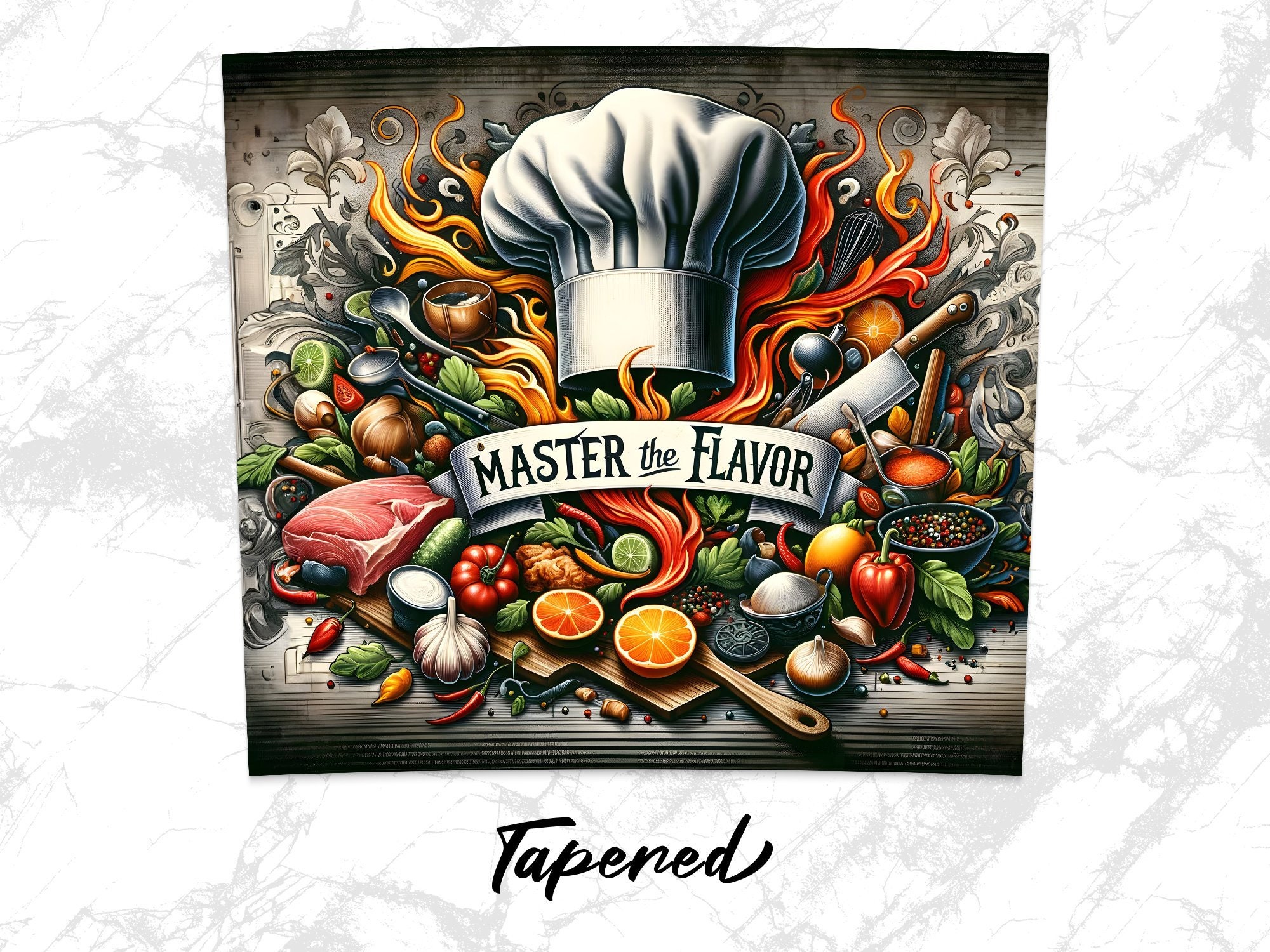 Chef 20 Oz Skinny Tumbler Wrap, Straight/tapered Design, Tumbler Png ...