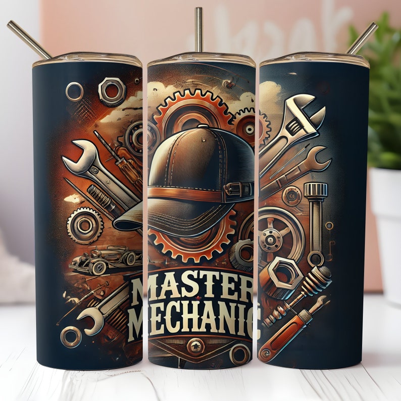 Master Mechanic 20 Oz Sublimation Skinny Tumbler Wrap, Custom Mechanic ...
