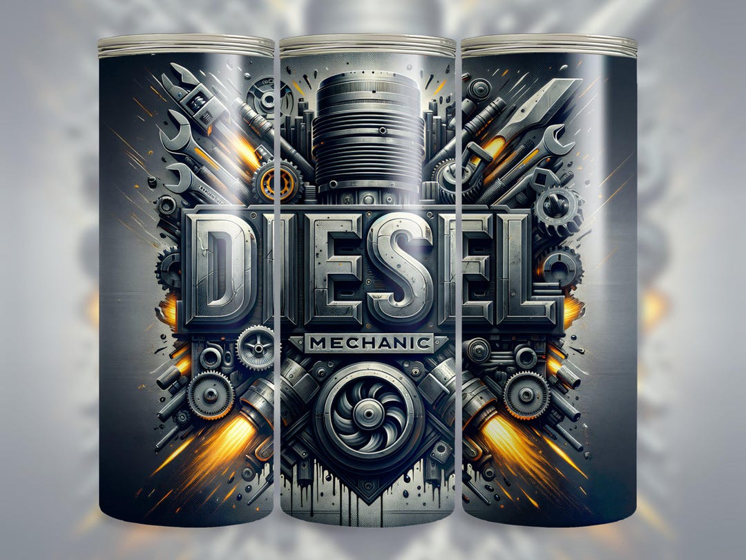 Diesel Mechanic 20 Oz Seamless Skinny Tumbler Wrap Sublimation Design ...