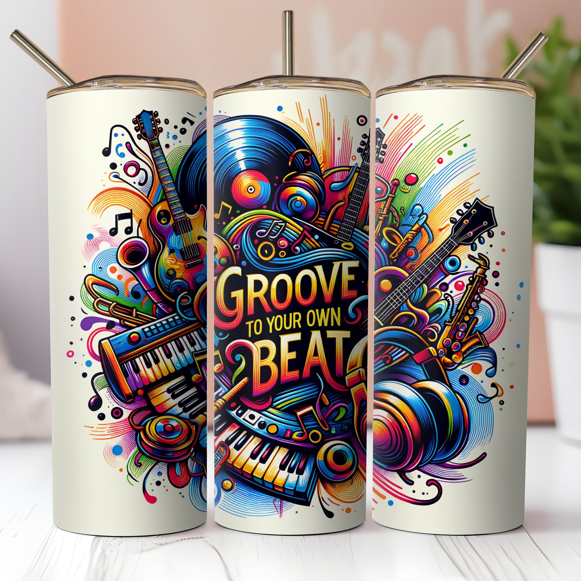Musician 20 Oz Seamless Skinny Tumbler Wrap, Music Lover PNG ...