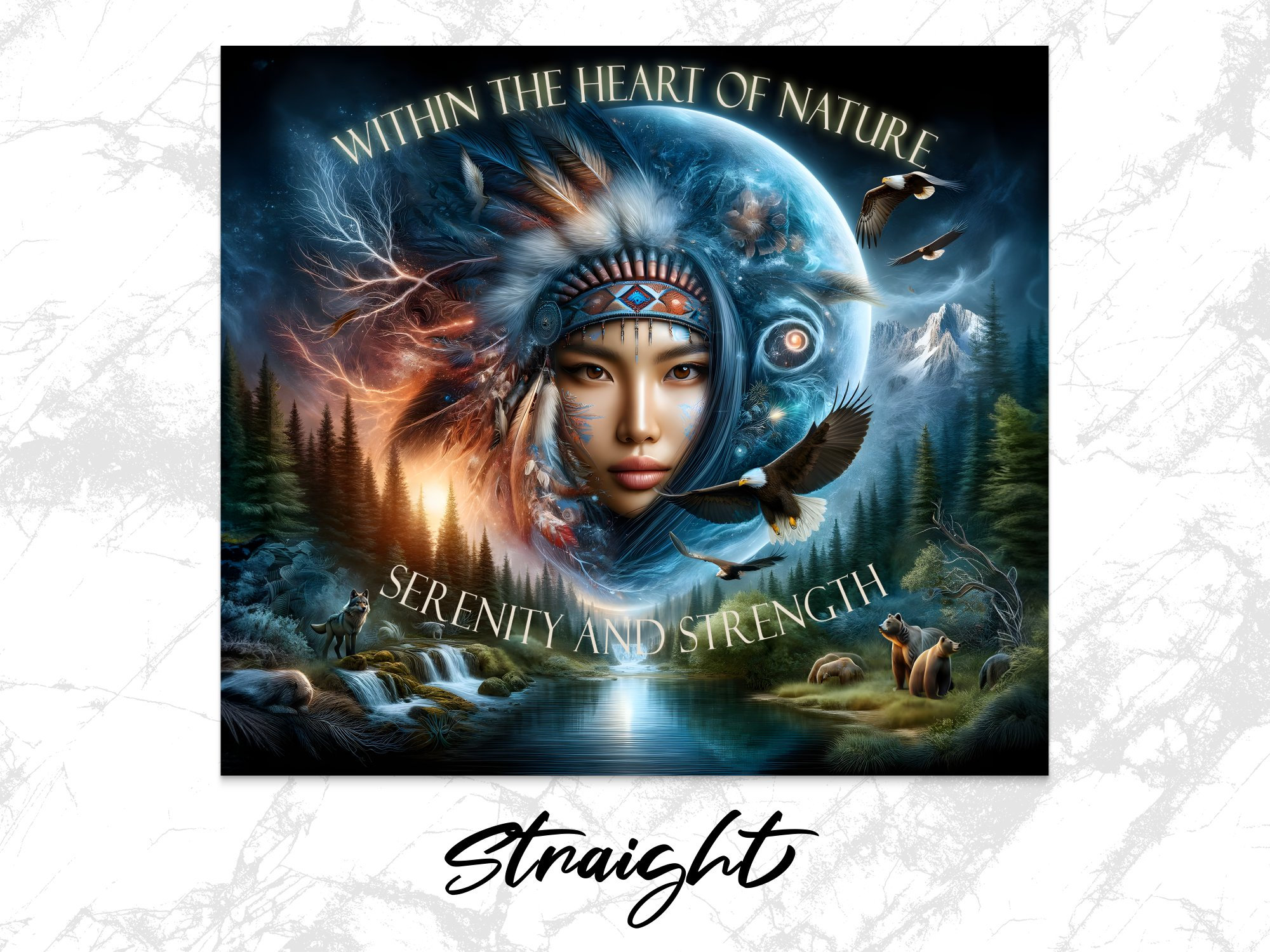 Native American Strength in Nature 20 Oz Skinny Tumbler Wrap, Straight ...