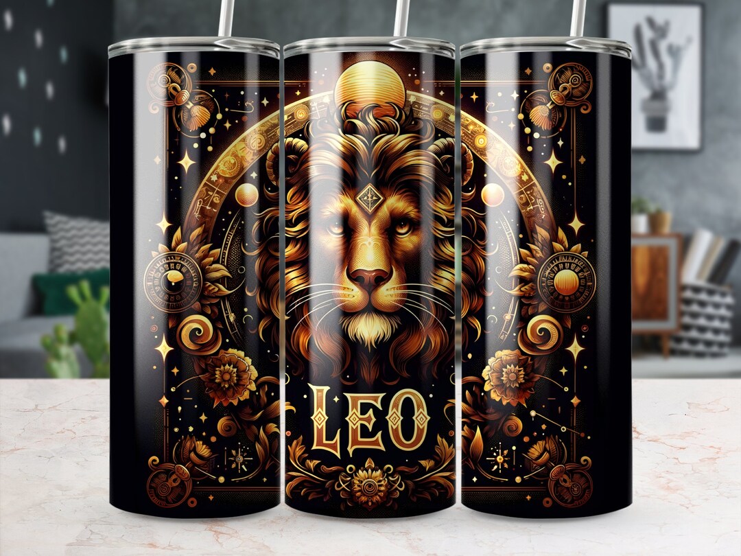 Leo Zodiac Sign 20oz Skinny Tumbler Wrap, Sublimation Design, Straight ...