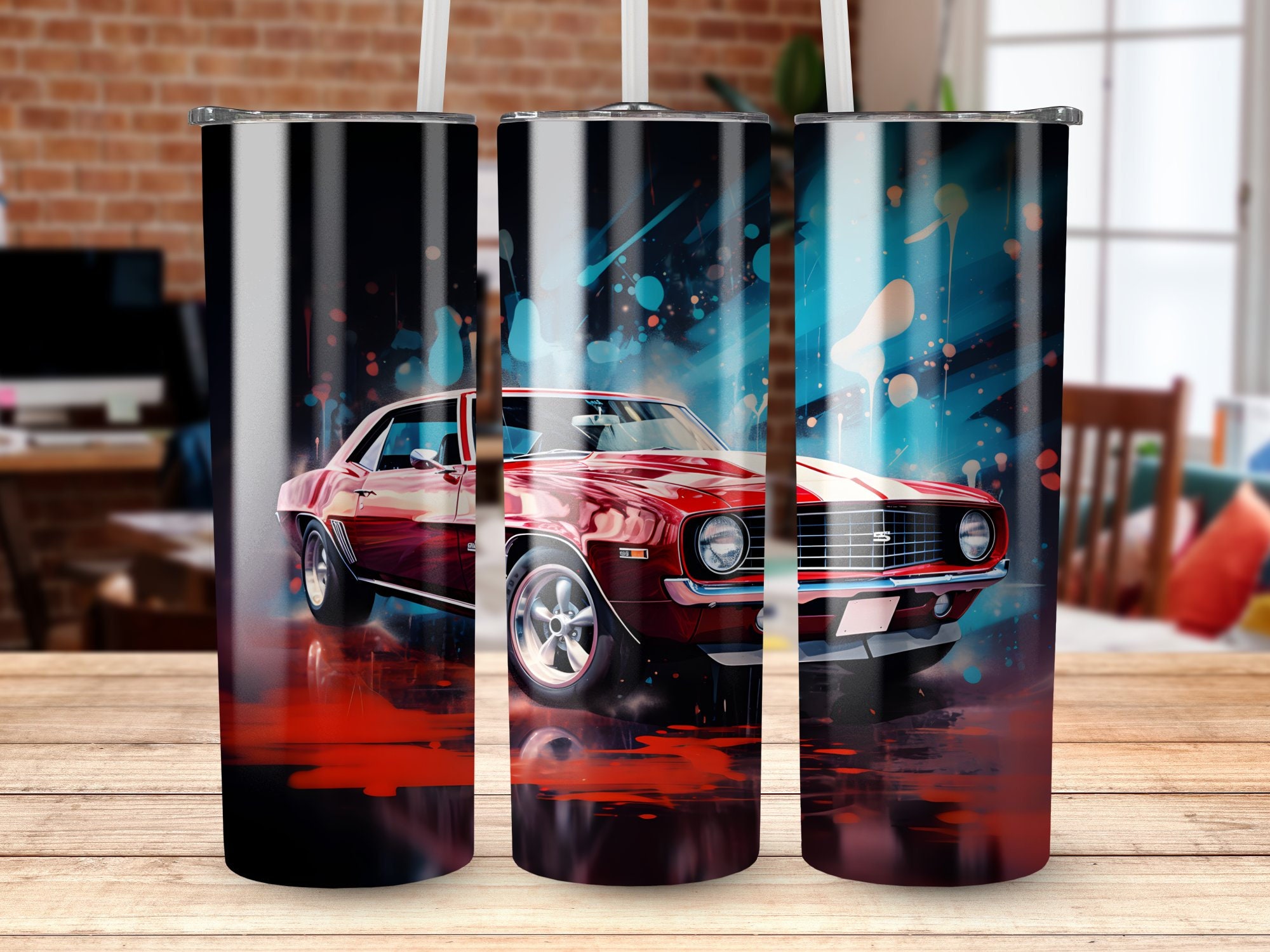 1969 Candy Apple Red Hot Rod 20 Oz Skinny Tumbler Sublimation Design ...