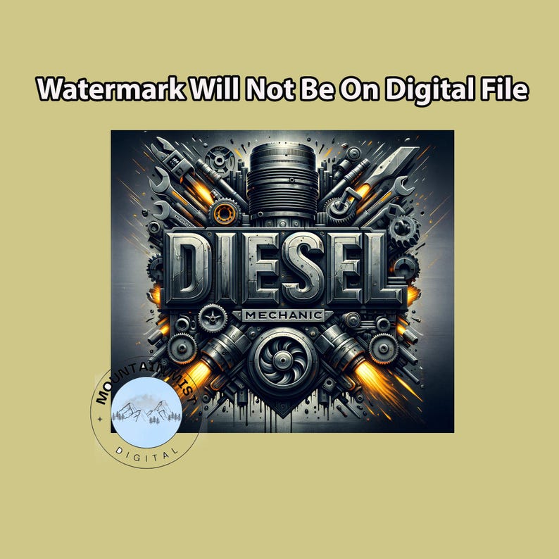 Diesel Mechanic 20 Oz Seamless Skinny Tumbler Wrap Sublimation Design ...