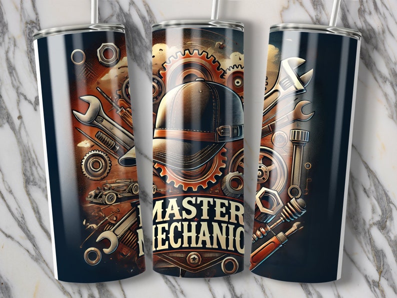 Master Mechanic 20 Oz Sublimation Skinny Tumbler Wrap, Custom Mechanic ...