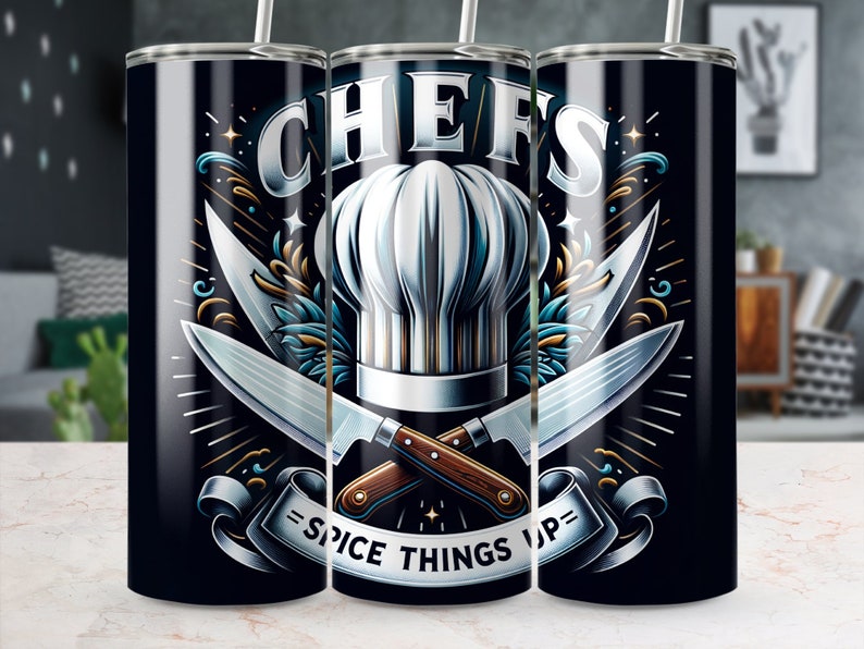 Chef 20 Oz Skinny Tumbler Wrap Sublimation Design, Chefs Spice Things ...