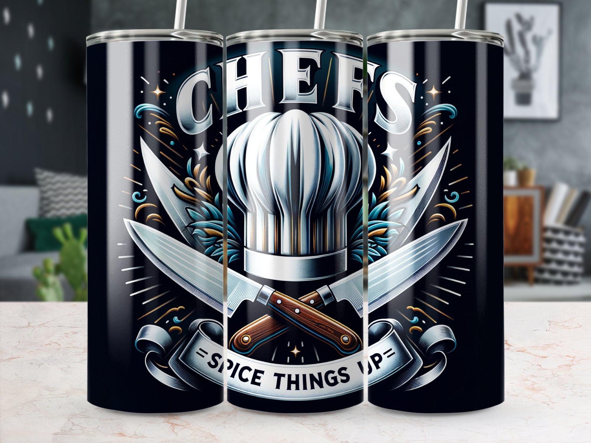 Chef 20 Oz Skinny Tumbler Wrap Sublimation Design, Chefs Spice Things ...