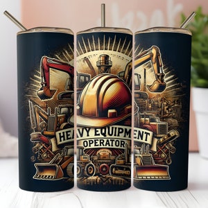 Heavy Equipment Operator 20 Oz Skinny Tumbler Wrap, Construction Worker ...