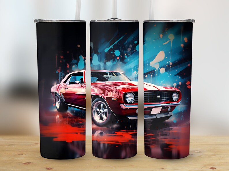 1969 Candy Apple Red Hot Rod 20 Oz Skinny Tumbler Sublimation Design ...