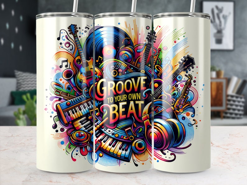 Musician 20 Oz Seamless Skinny Tumbler Wrap, Music Lover PNG ...