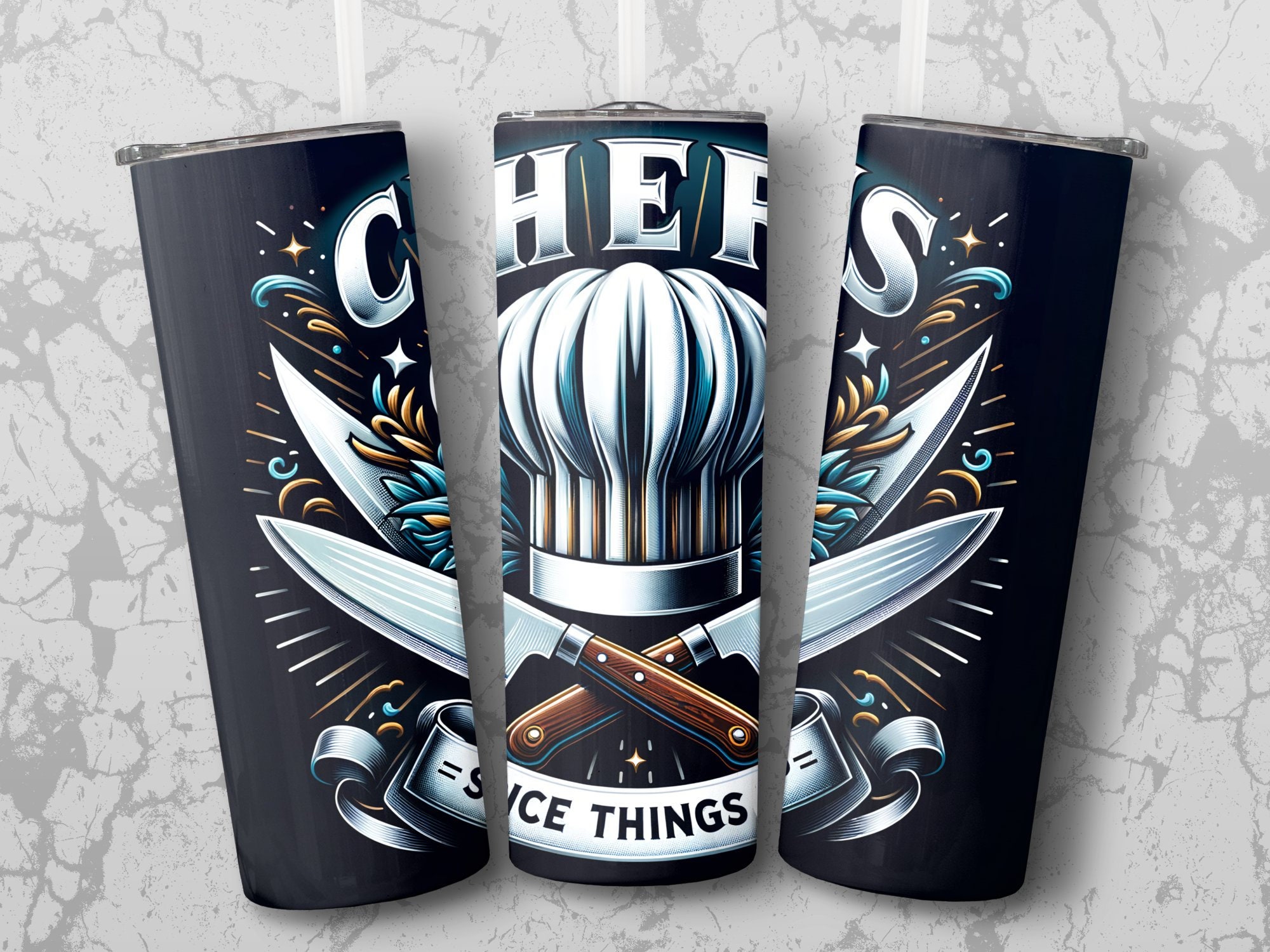 Chef 20 Oz Skinny Tumbler Wrap Sublimation Design, Chefs Spice Things ...