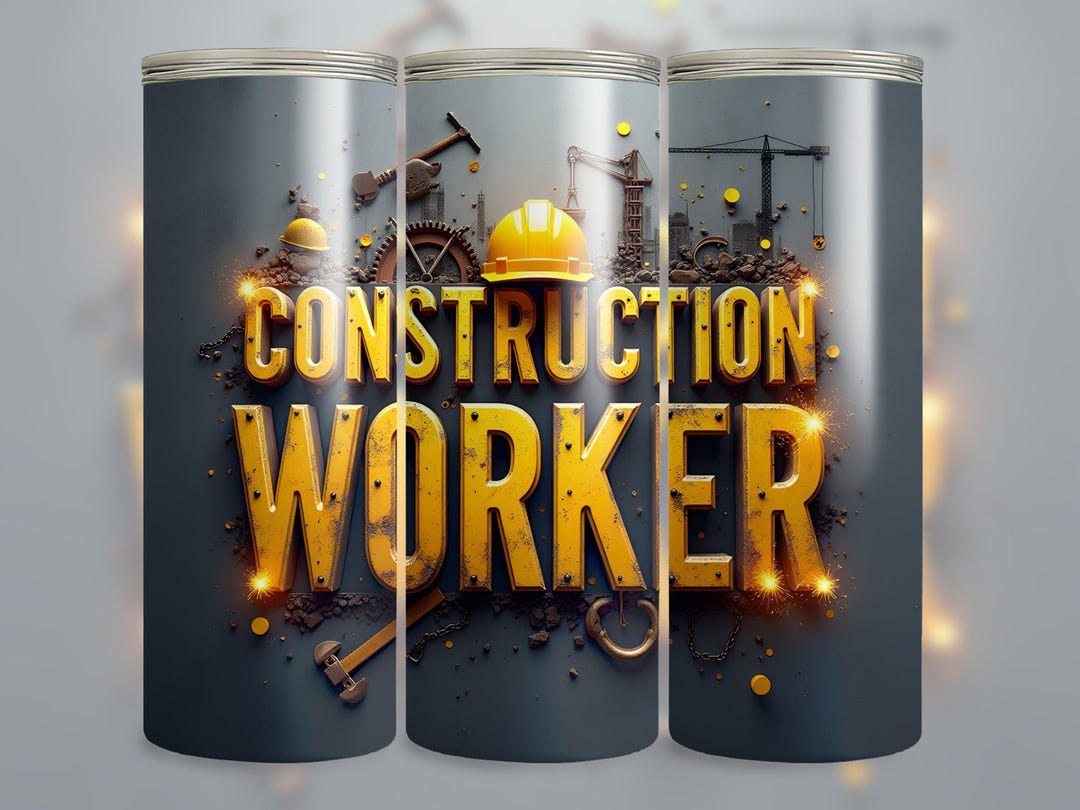 Construction Worker 20 Oz Seamless Skinny Tumbler Wrap Sublimation ...