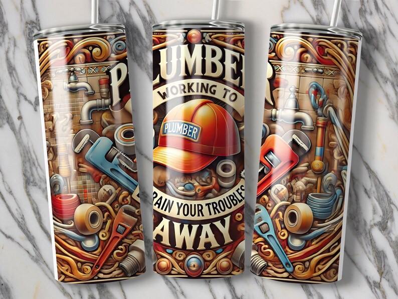 Plumber Skinny Tumbler Wrap, Working Plumber 20 Oz Tumbler, Plumber ...