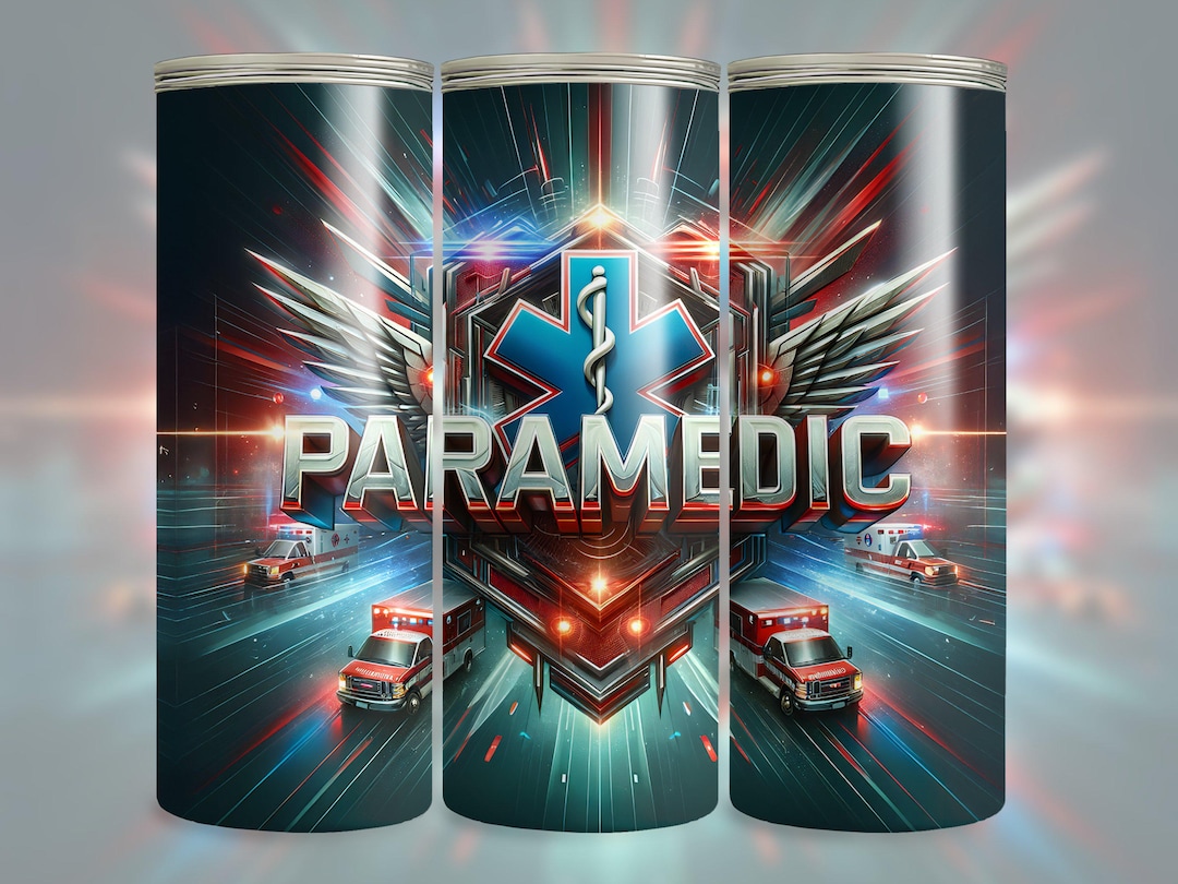 Paramedic 20 Oz Seamless Skinny Tumbler Wrap Sublimation Design ...