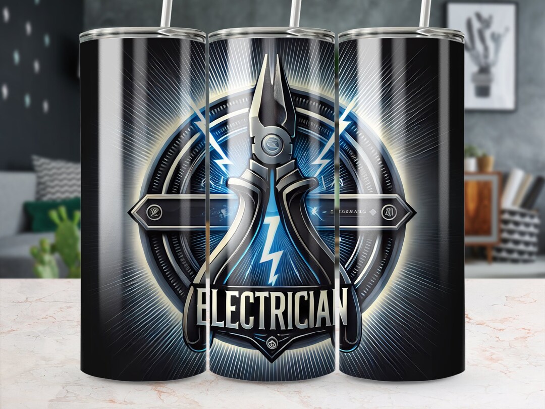 Electrician Skinny Tumbler Design, 20 Oz Sublimation Wrap, Seamless ...