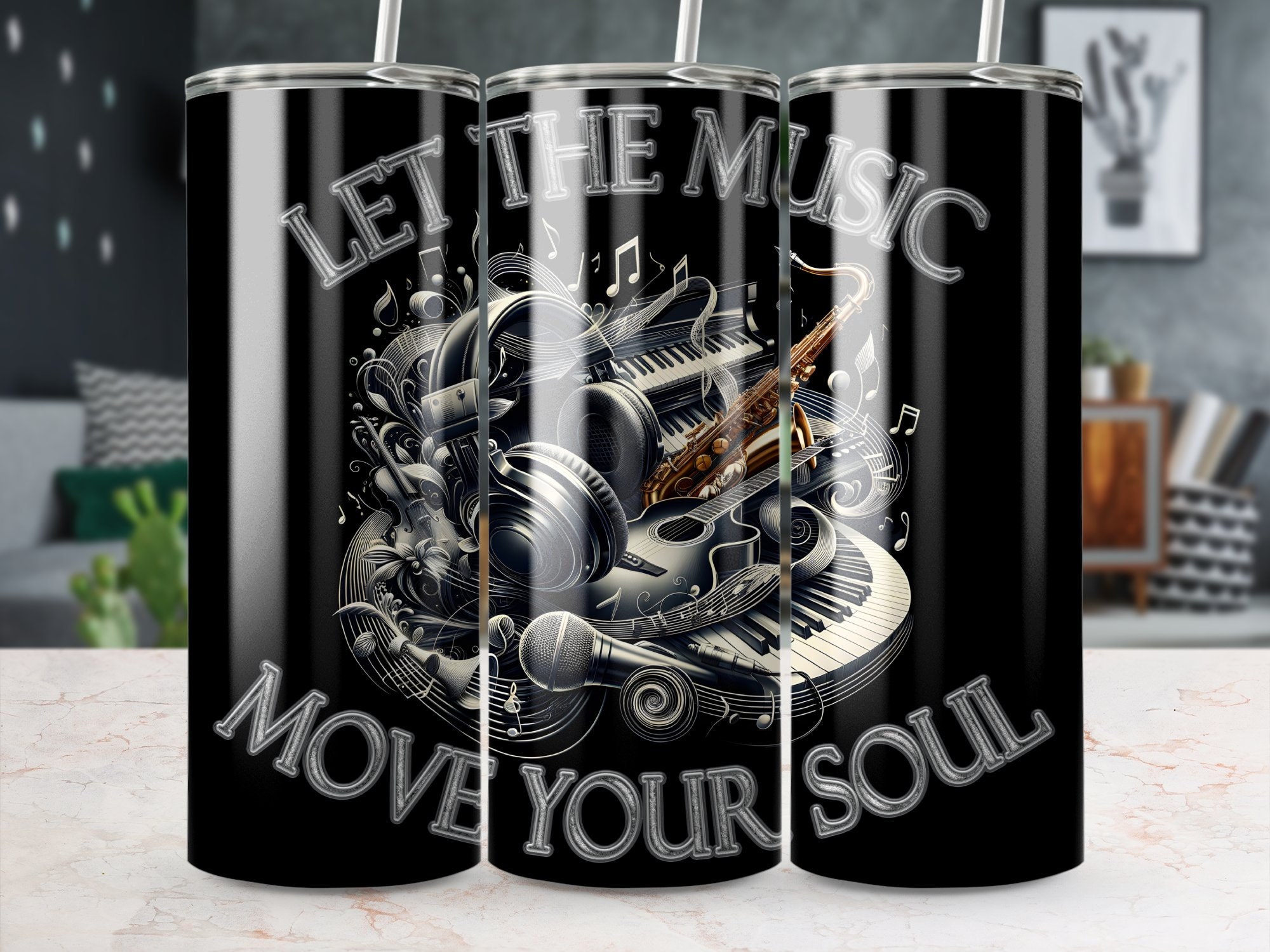 Musician 20 Oz Skinny Tumbler Wrap, Straight/tapered Design, Tumbler ...