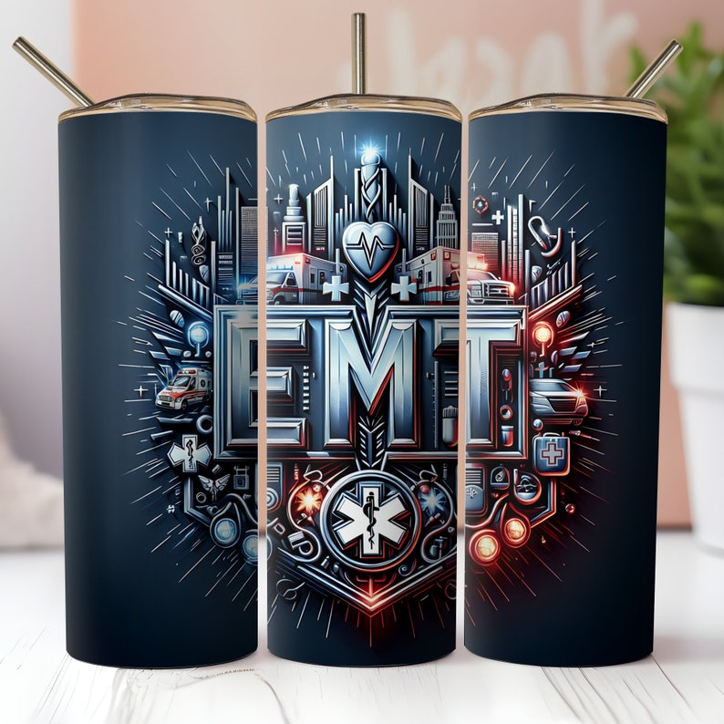 EMT 20 Oz Skinny Tumbler Sublimation Design, Straight/tapered Emergency ...