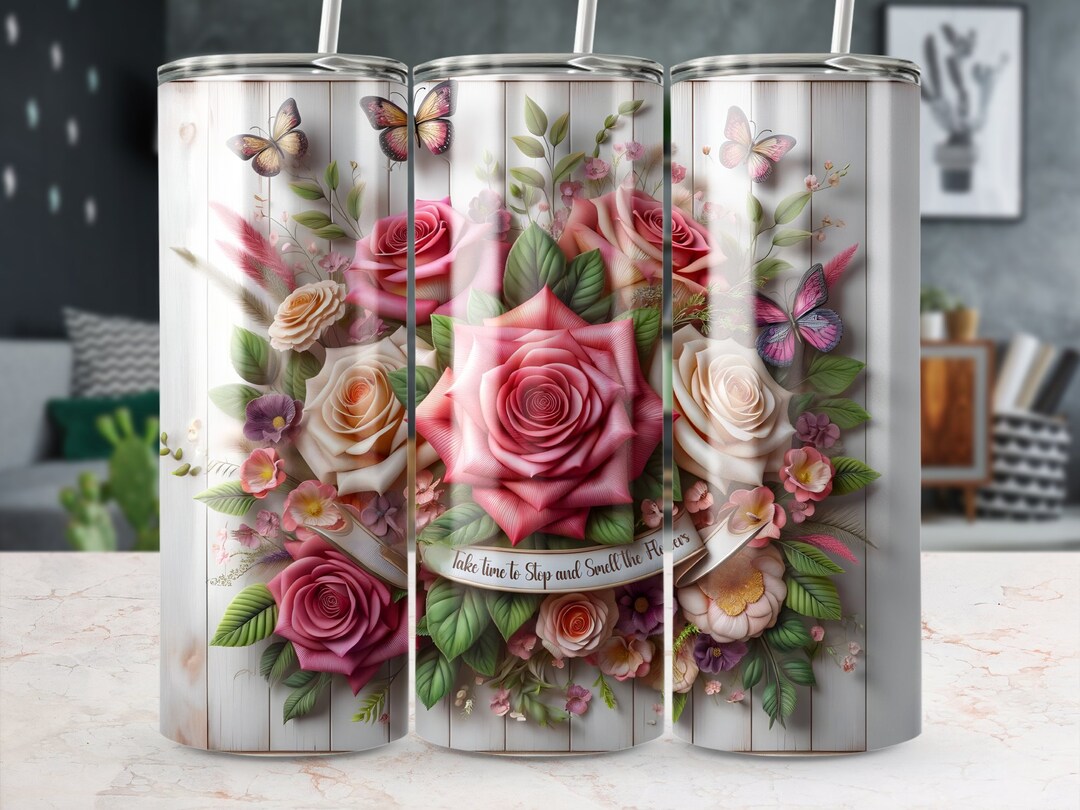 Stop and Smell the Flowers 20 Oz Skinny Tumbler Wrap, Straight/tapered ...