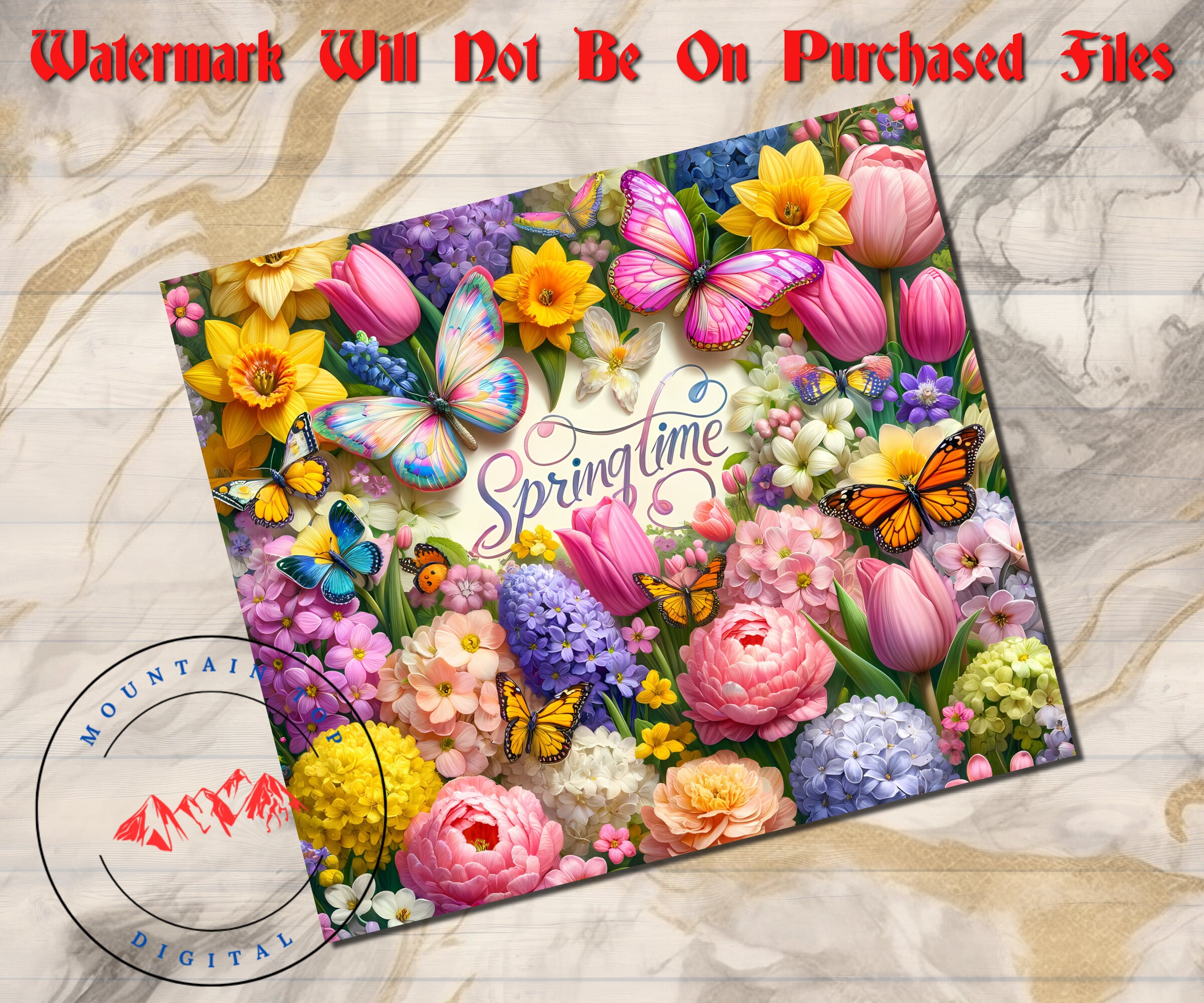 Springtime 20oz Skinny Tumbler Wrap, Sublimation Design,straight ...
