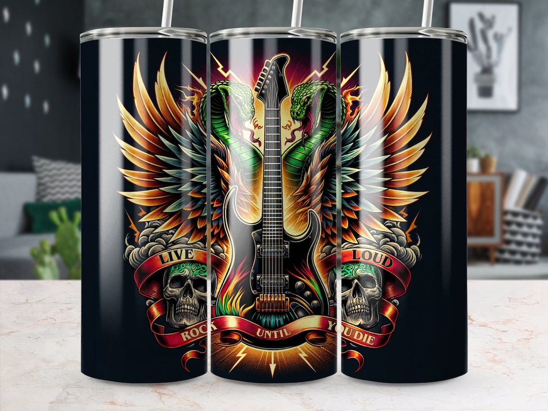 Live Loud Rock Until You Die 20 Oz Skinny Tumbler Wrap, Straight ...