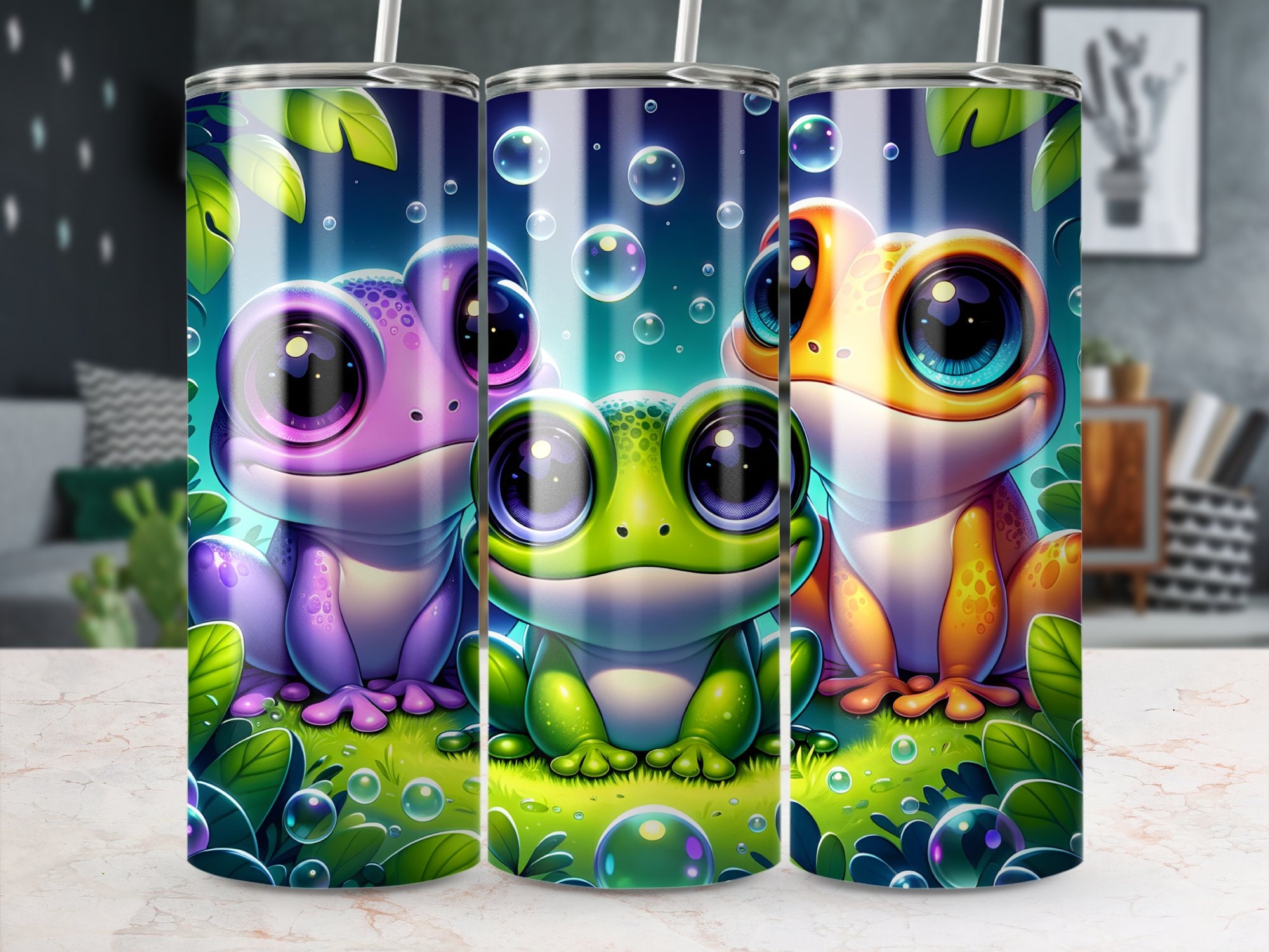 Cute Frogs 20oz Skinny Tumbler Wrap, Sublimation Design, Straight ...
