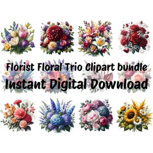 Florist Floral Trio Clipart Bundle - Watercolor Flower Lover Clip Art ...