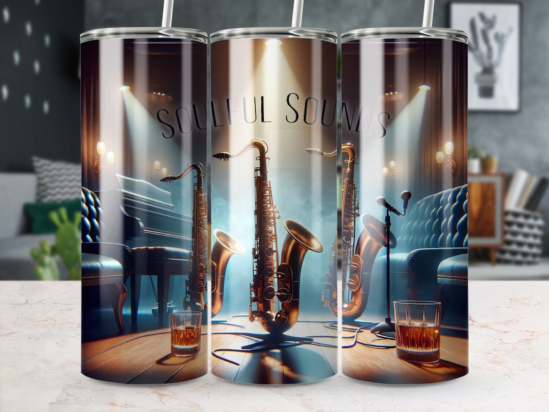 Soulful Sounds of Jazz Saxaphone 20 Oz Skinny Tumbler Wrap Sublimation ...