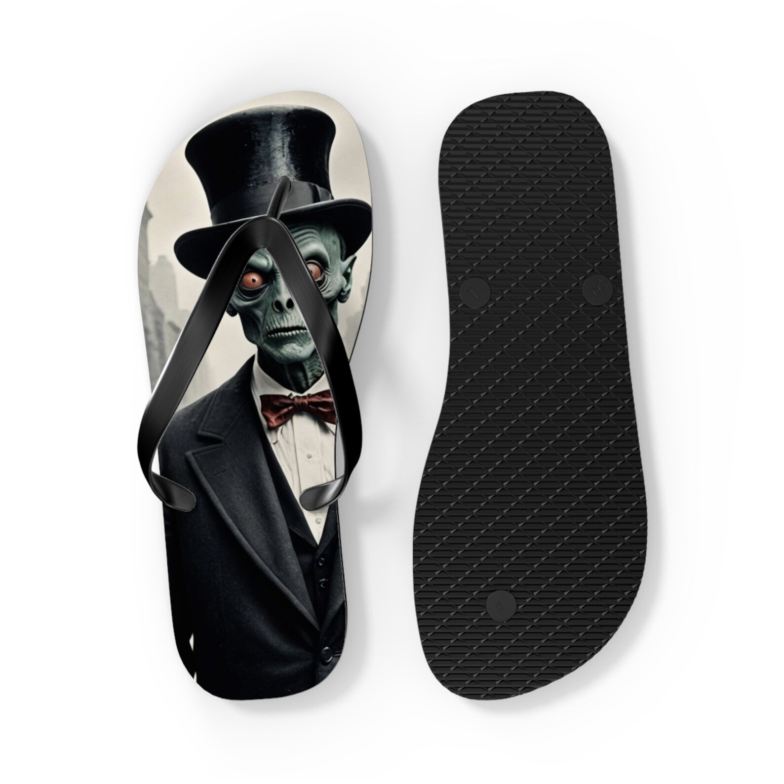 Gothic Alien Flip Flops Sci-fi Fantasy Flip Flops Alien in Top Hat ...