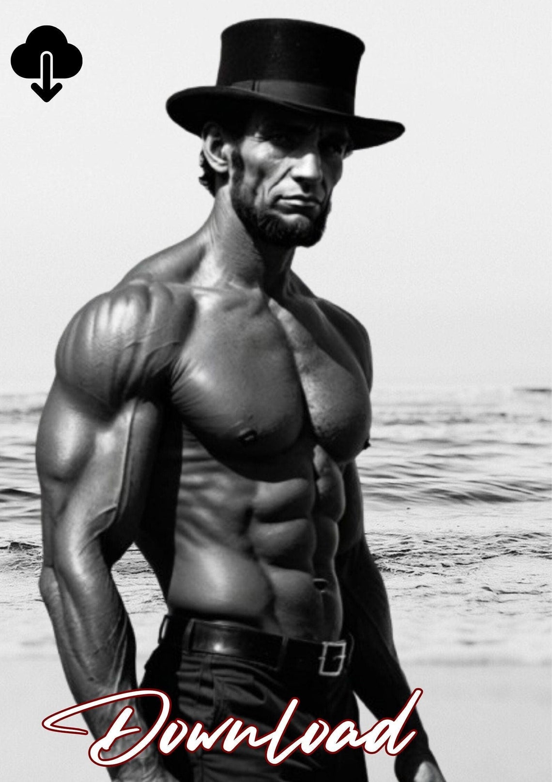 Muscular Abraham Lincoln on the Beach Art Print - Quirky Historical ...