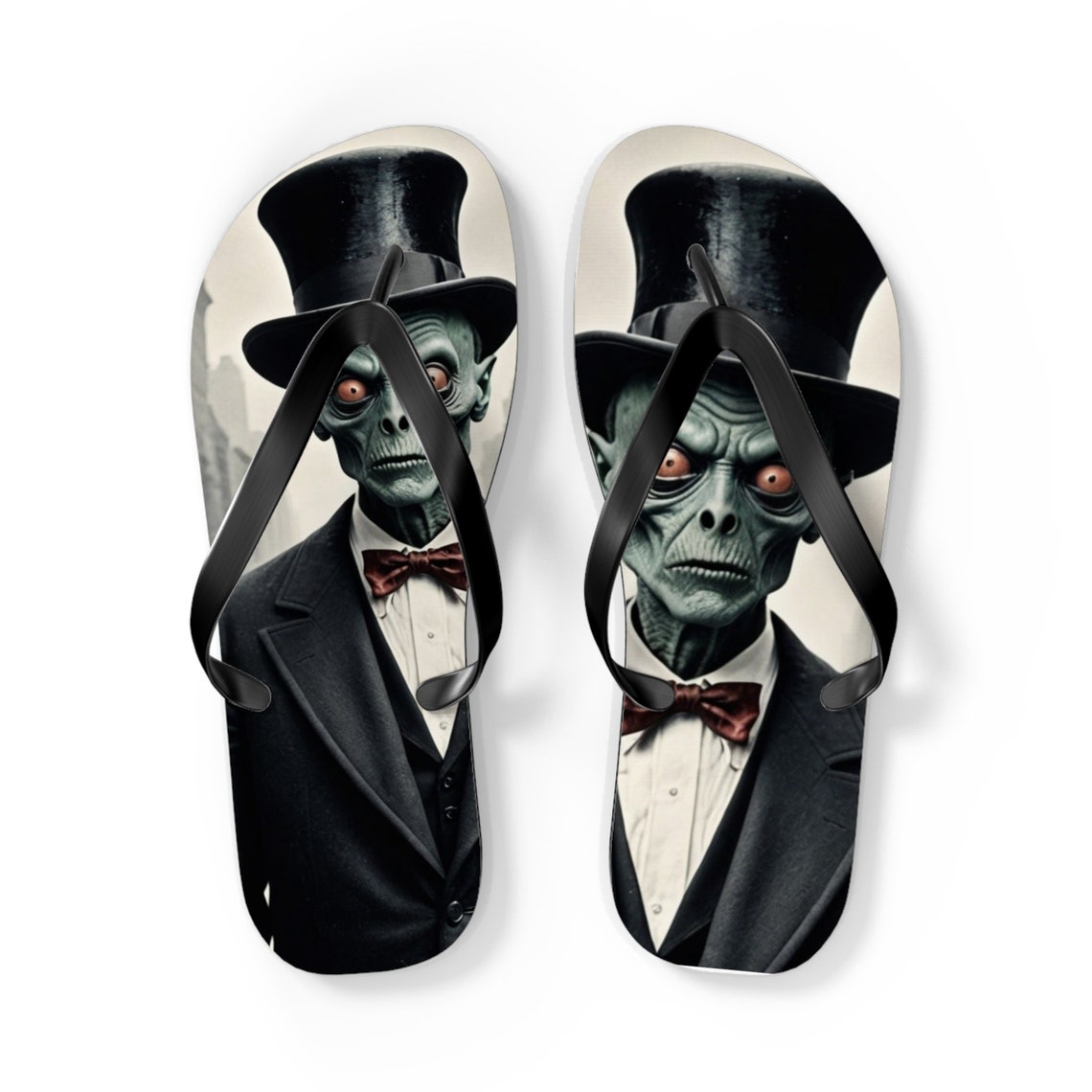 Gothic Alien Flip Flops Sci-fi Fantasy Flip Flops Alien in Top Hat ...