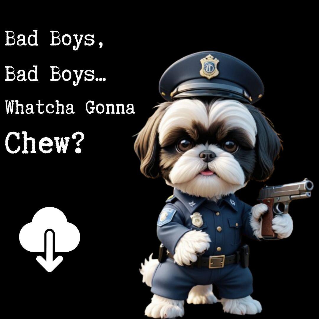 Cute Dog in Police Uniform Digital Art Print | Funny Animal Artwork ...