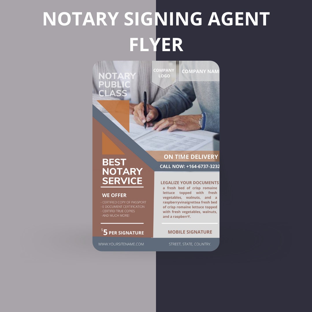 Mobile Notary Signing Agent Flyer Marketing Flyer Notary Editable ...