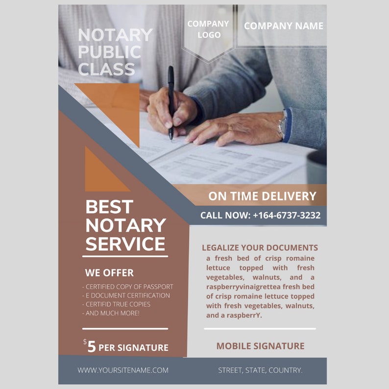 Mobile Notary Signing Agent Flyer Marketing Flyer Notary - Etsy