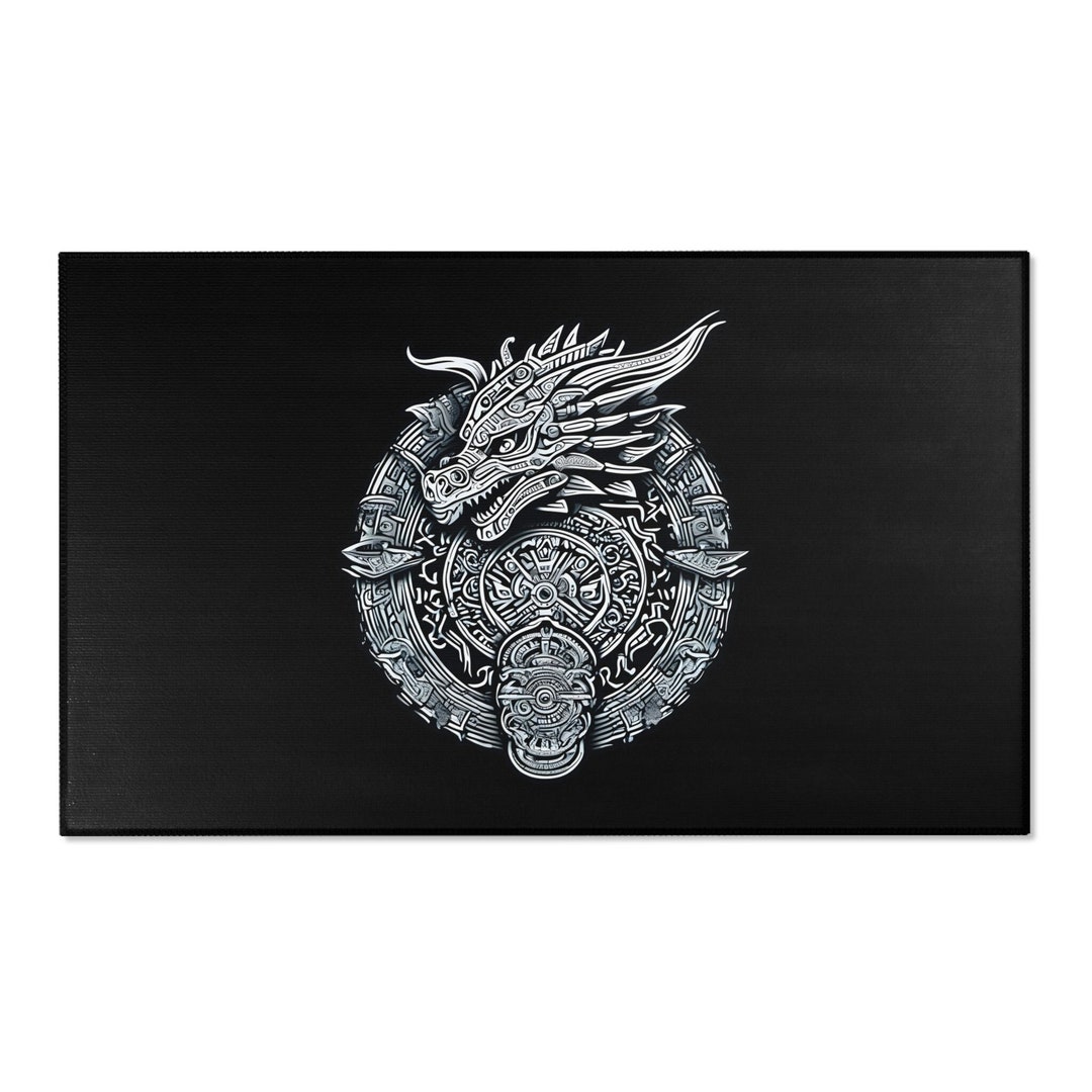 Ancient Aztec Dragon Area Rug Home Decor Dark Aztec Symbol - Etsy