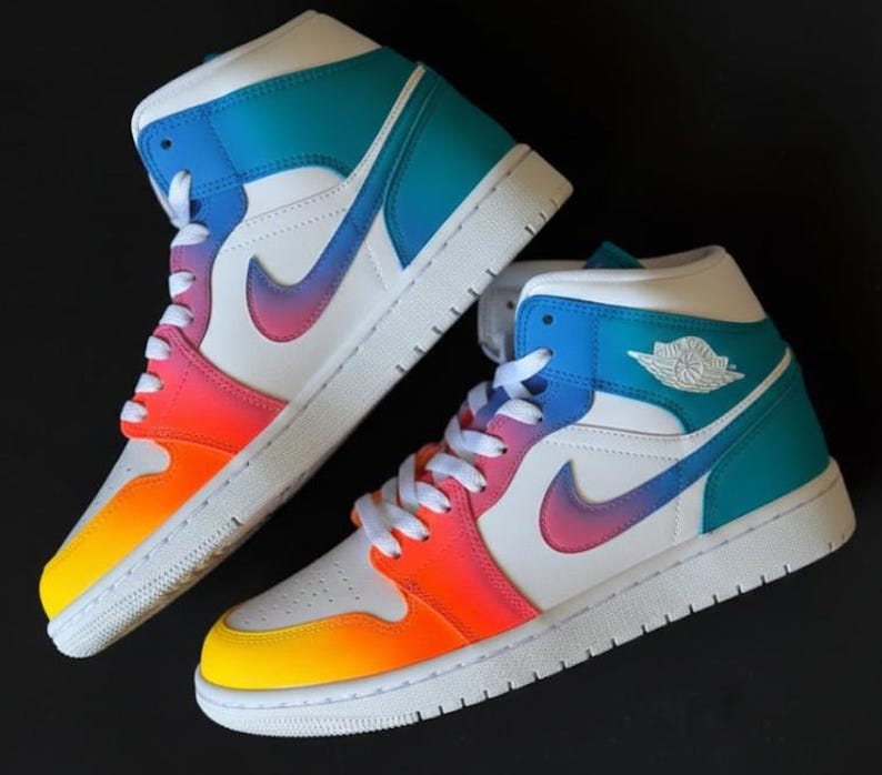 Custom Jordan 1s Rainbow Gradient Jordan 1 | Custom Jordan 1 Sneakers ...