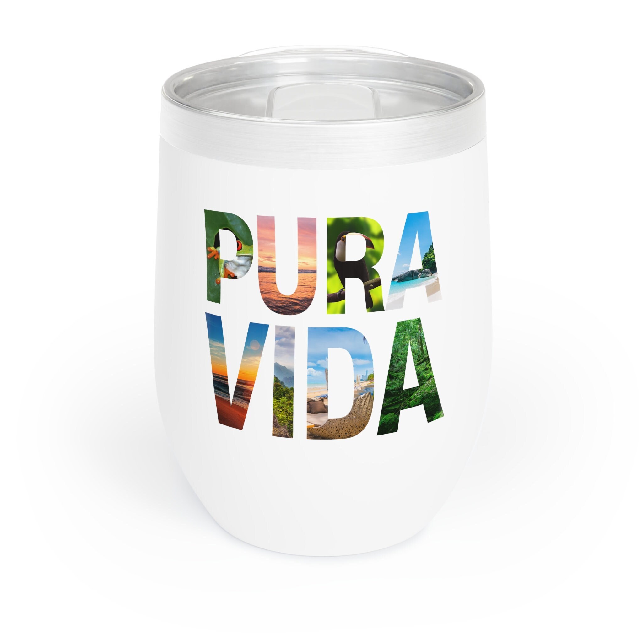 Pura Vida Wine Tumbler Dark Costa Rica Art Design Costa Rica Gift ...