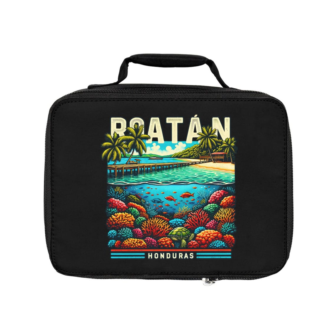 Roatan Honduras Lunch Box Insulated Zipped Box Dark Honduras Souvenir ...