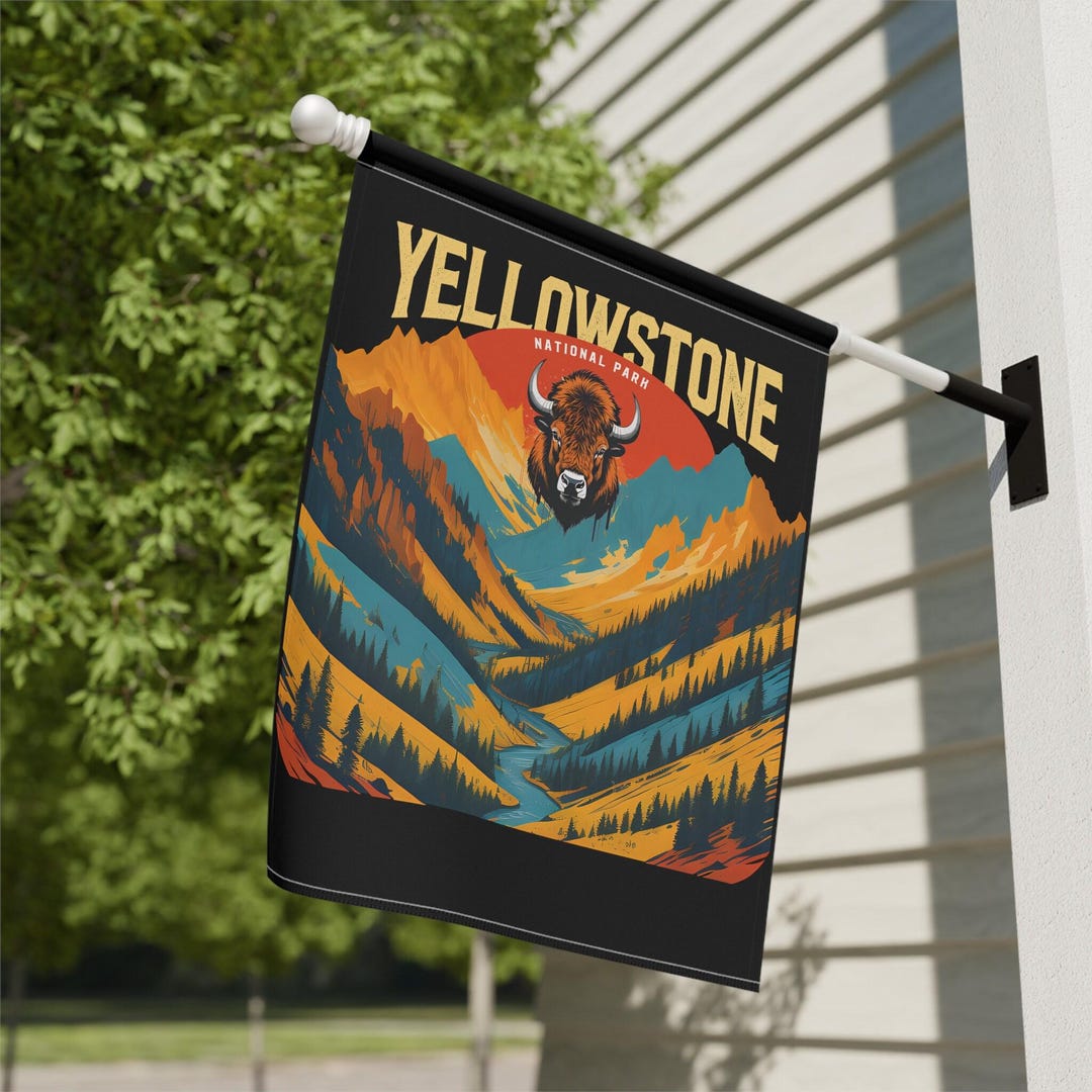 Yellowstone National Park Printed Flags | House Garden Banners Dark - Etsy