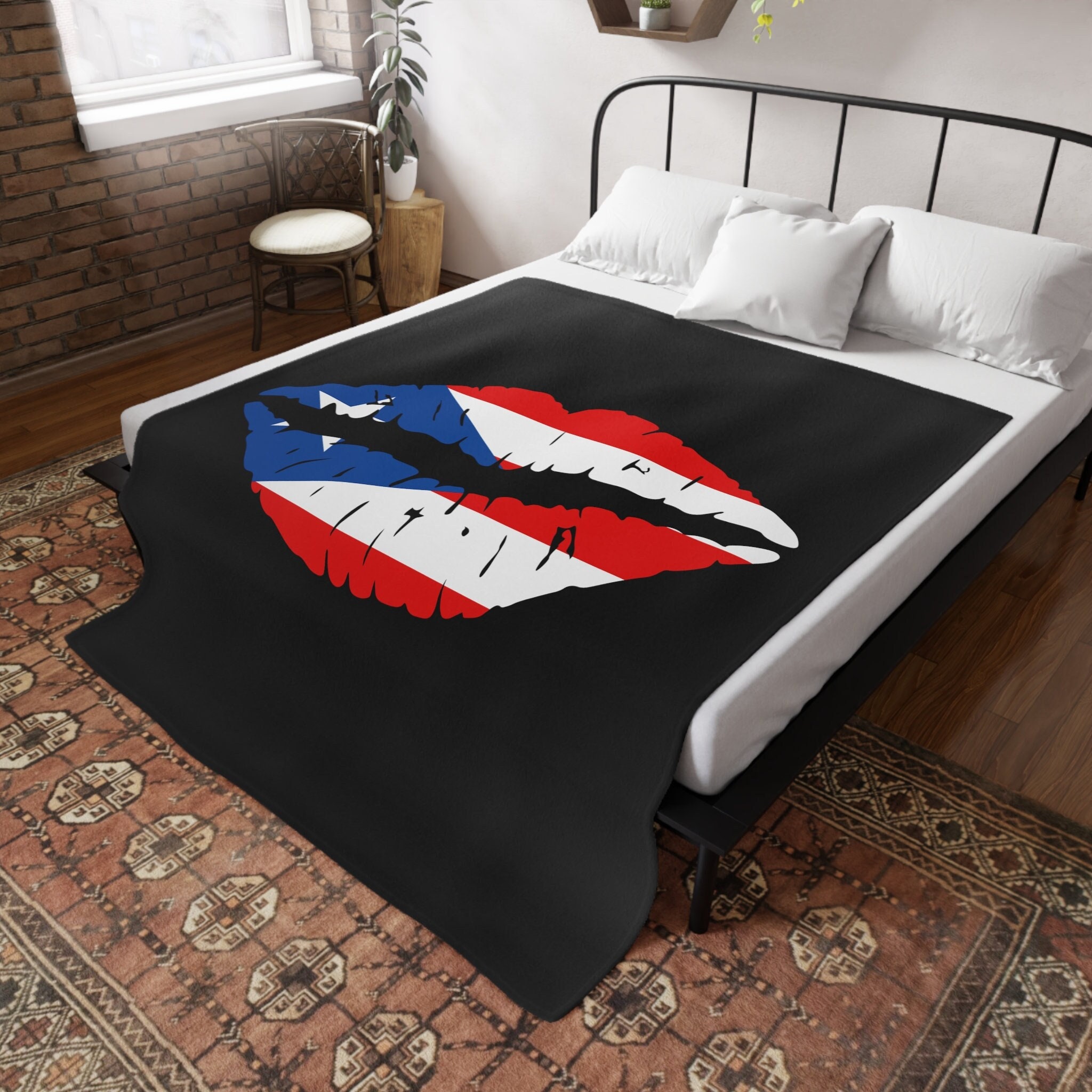 Puerto Rican Sexy Lips Plush Fleece Blanket Dark Puerto Rico - Etsy